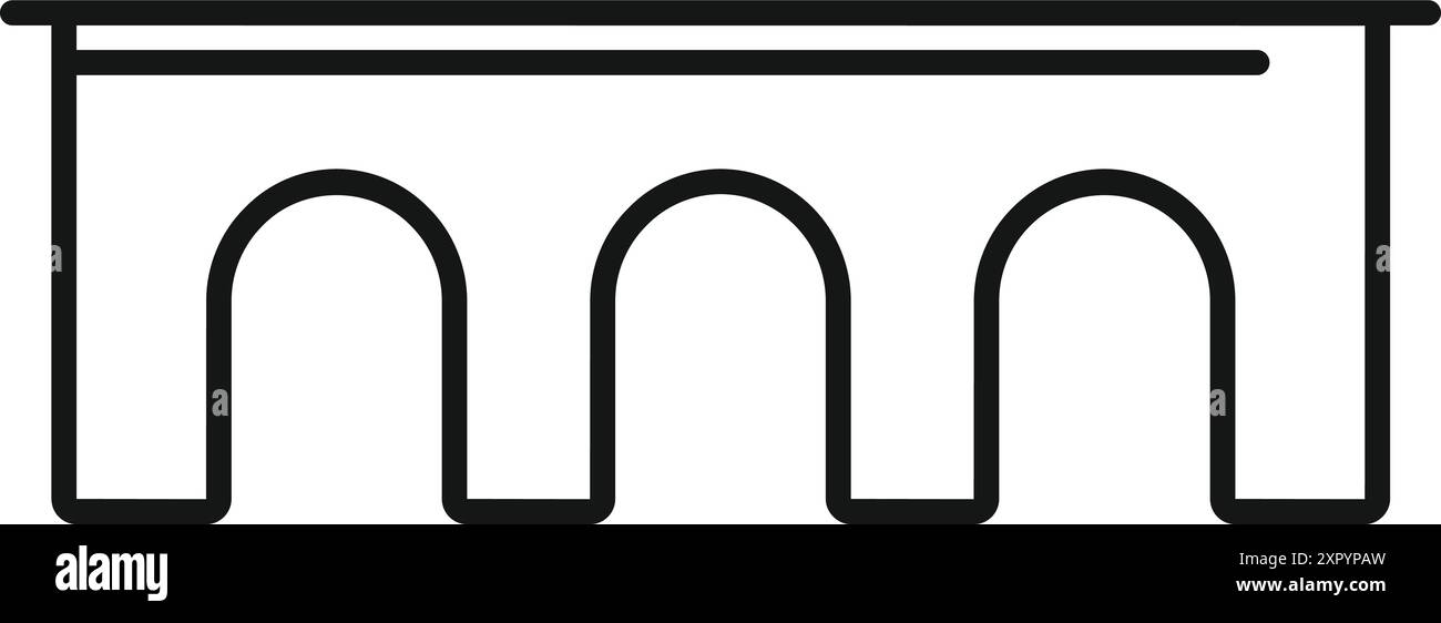 Simple outline ancient aqueduct providing water supply line icon for ...