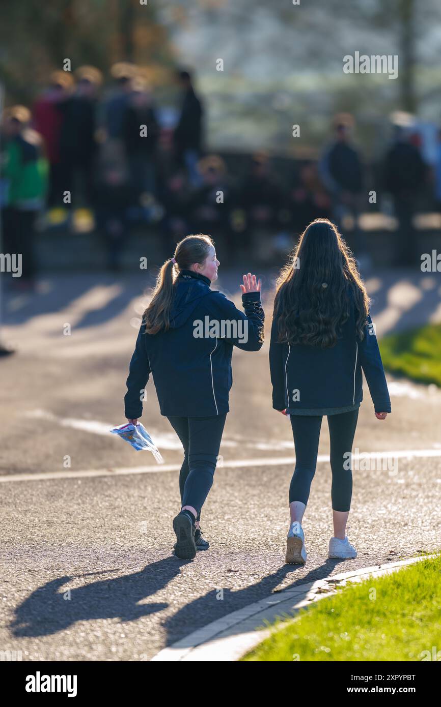 Primary school children on an orienteering lesson in the park Stock ...