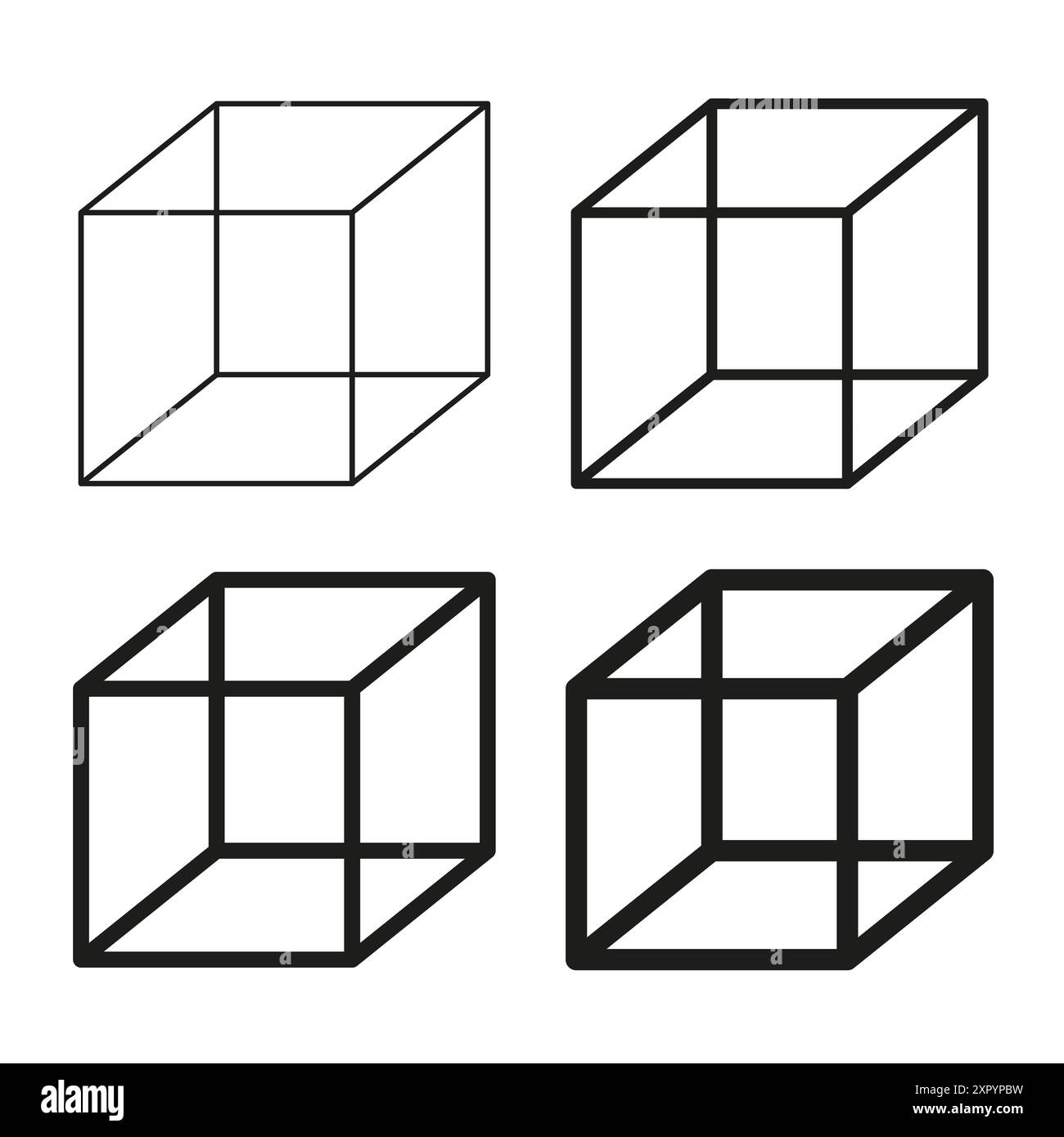 Isometric cube collection. Set of 3D cube designs with various line ...