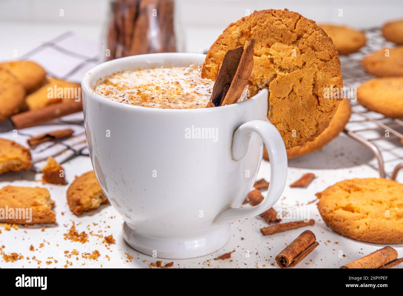 Snickerdoodle latte coffee, with whipped cream, spices, cinnamon and ...