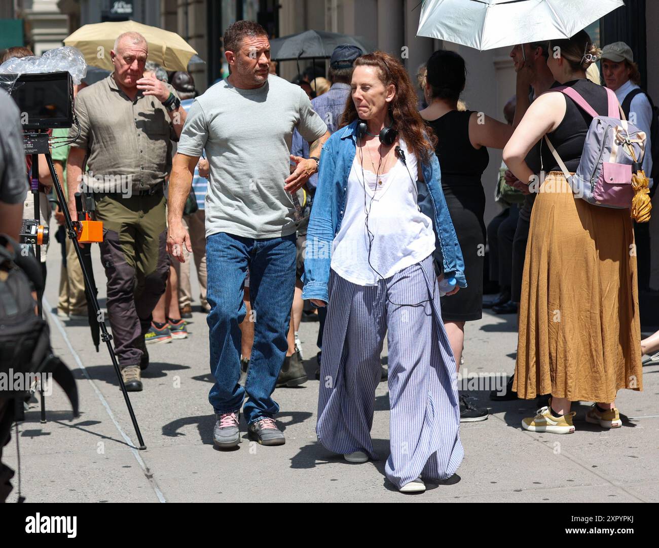 Tom Hardy and Kelly Marcel are seen on the set of 'Venom 3'. Featuring ...