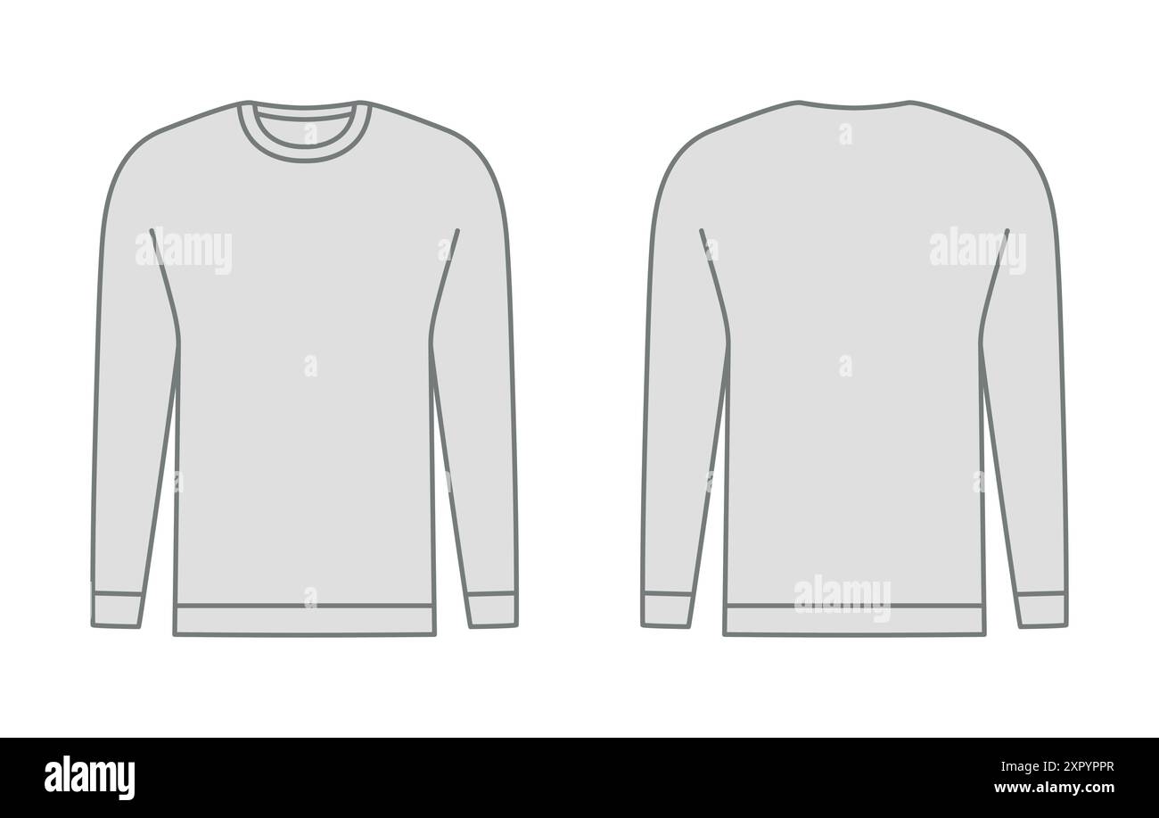 Simple long sleeve line templates. Front and back view. Vector ...