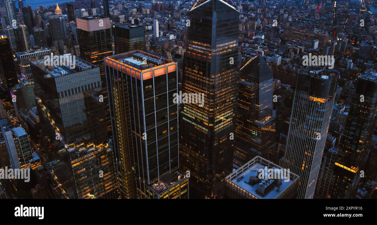 Aerial Photo of the 30 Hudson Yards Skyscraper at Night with Lights ...