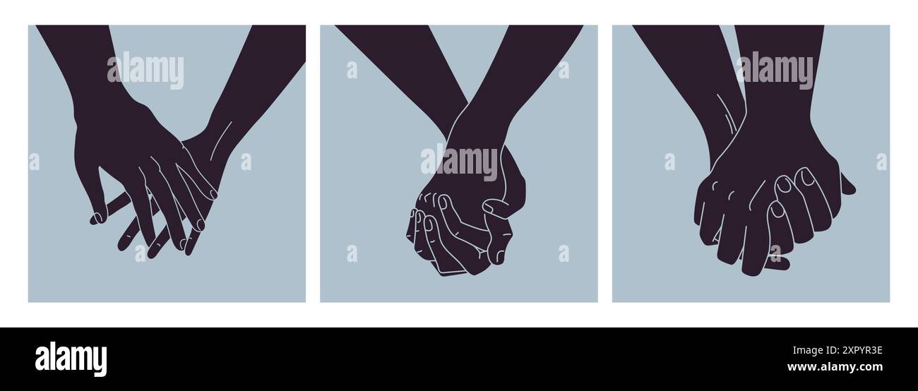 Hand in hand set. Hand holding other hand. Together, couple, love ...