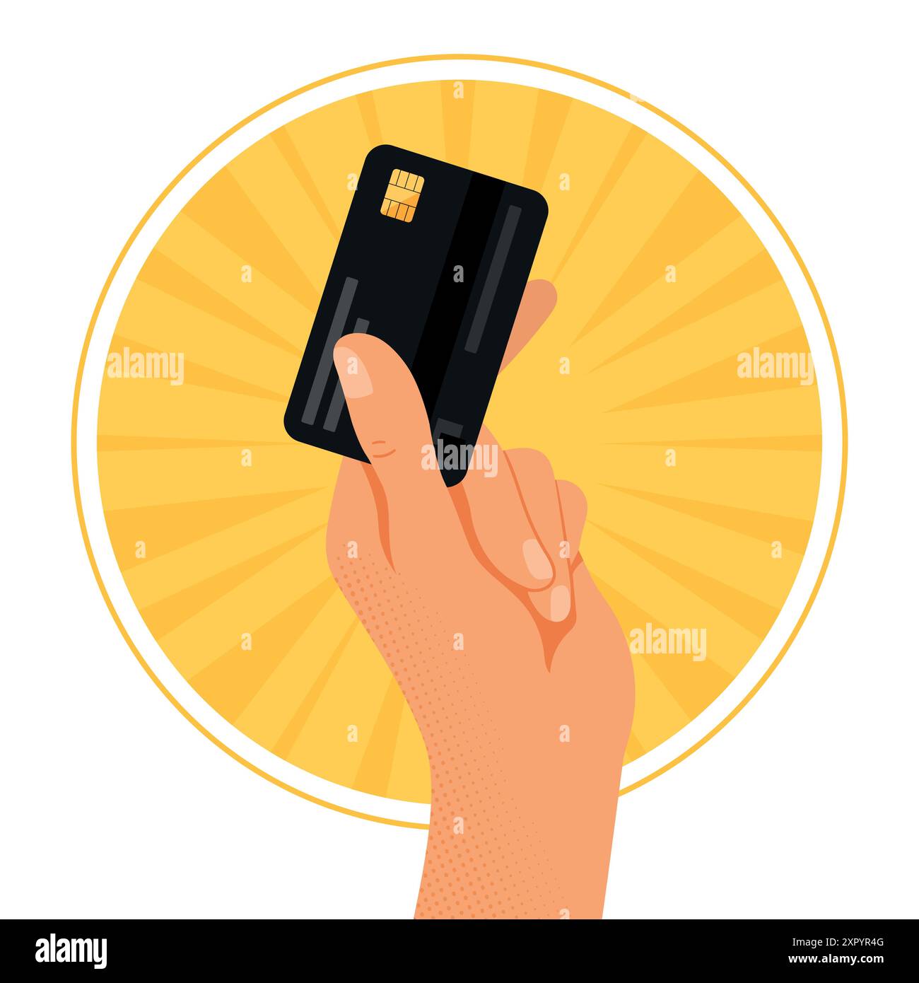 Hand holds credit card. Human hand with bank card. Payment, purchase or ...