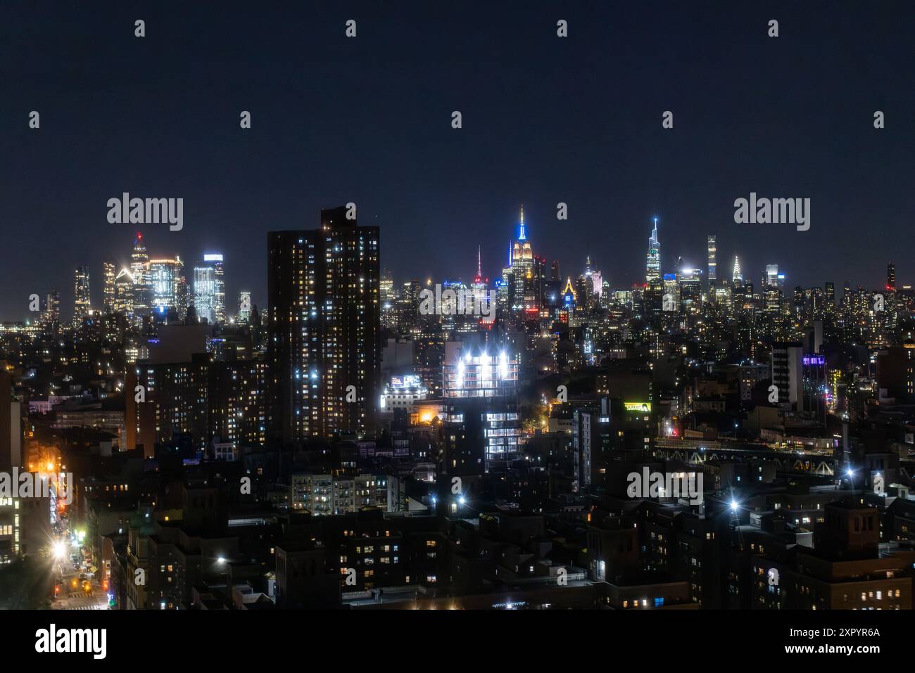 Aerial View of Manhattan Architecture at Night. Night Photo of ...