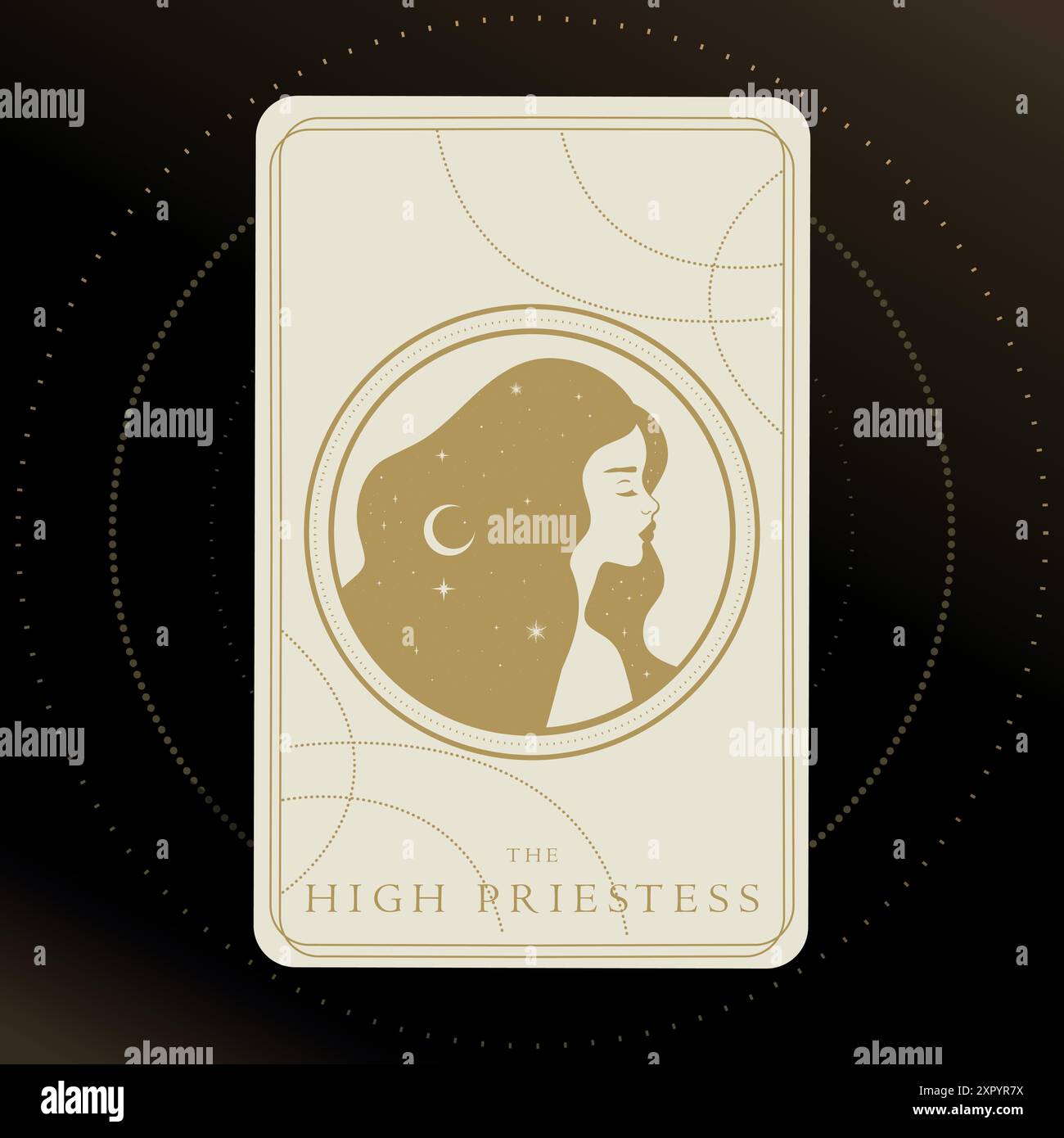 Golden tarot card of Major Arcana the High Priestess. Tarot card in ...