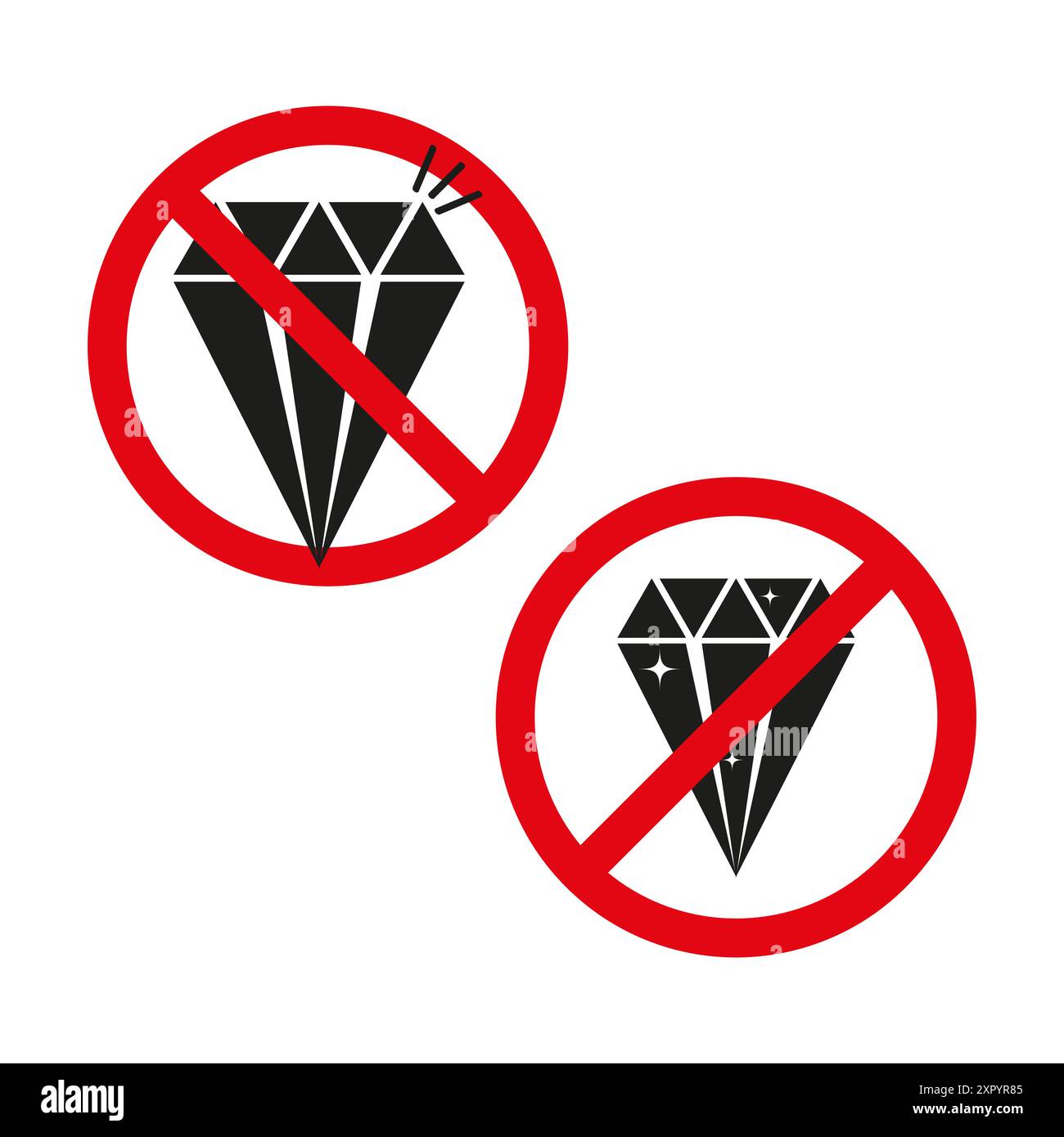 No diamond icons. Black diamonds in red prohibition circles. Quality ...