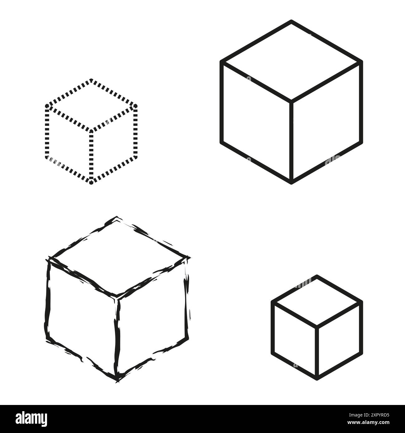 Cube Icon Set Geometric Cube Shapes Abstract Cube Designs Vector Illustration Stock Vector