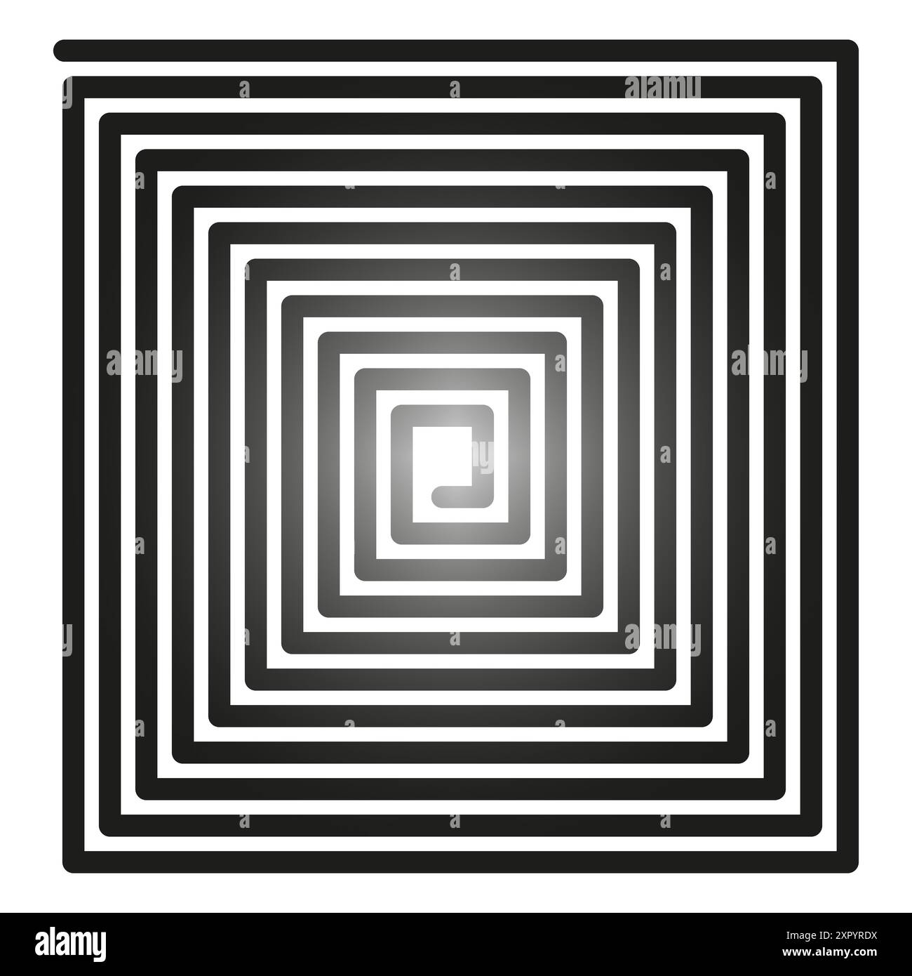 Square spiral pattern. Black and white vector. Geometric design symbol ...