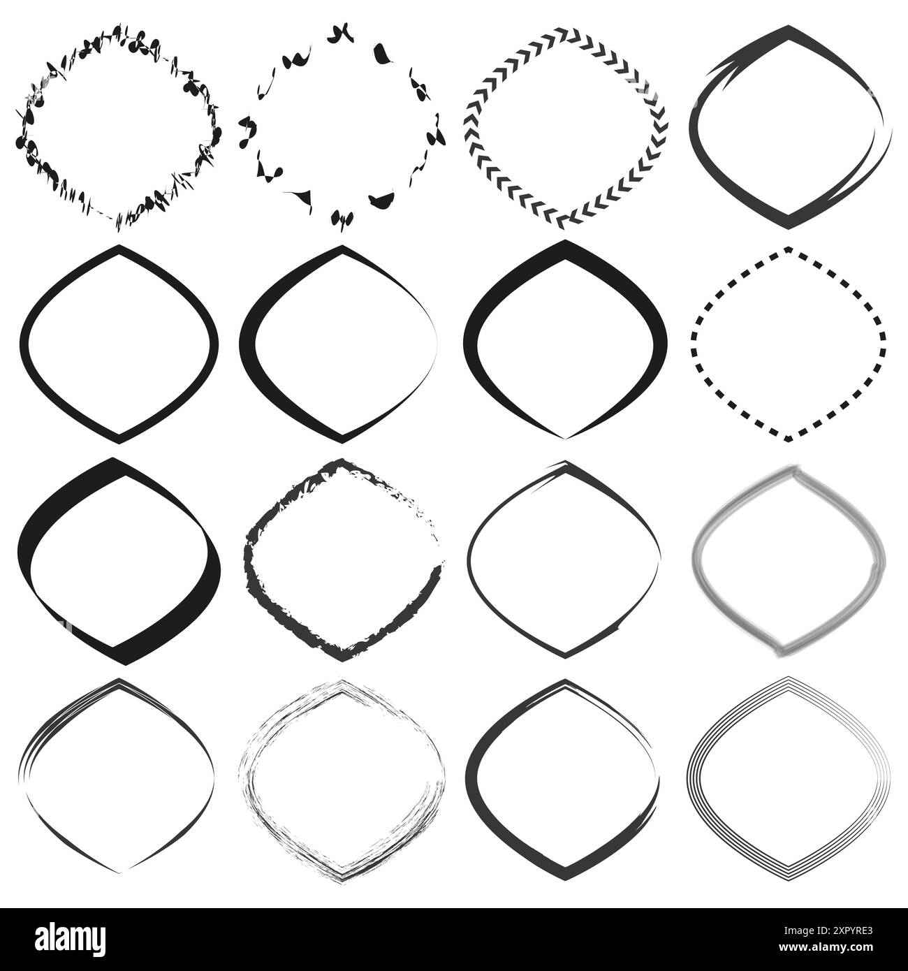 Abstract frame collection. Varied shapes. Hand-drawn vector elements ...