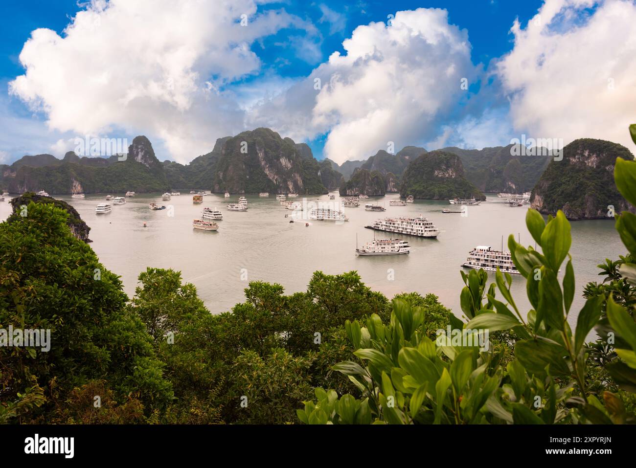 Beautiful landscape of Ha Long bay in Vietnam with many islands and ...