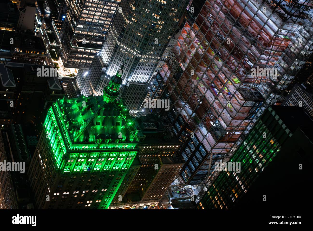 Aerial View of Lower Manhattan Architecture. Night Photo of Financial ...
