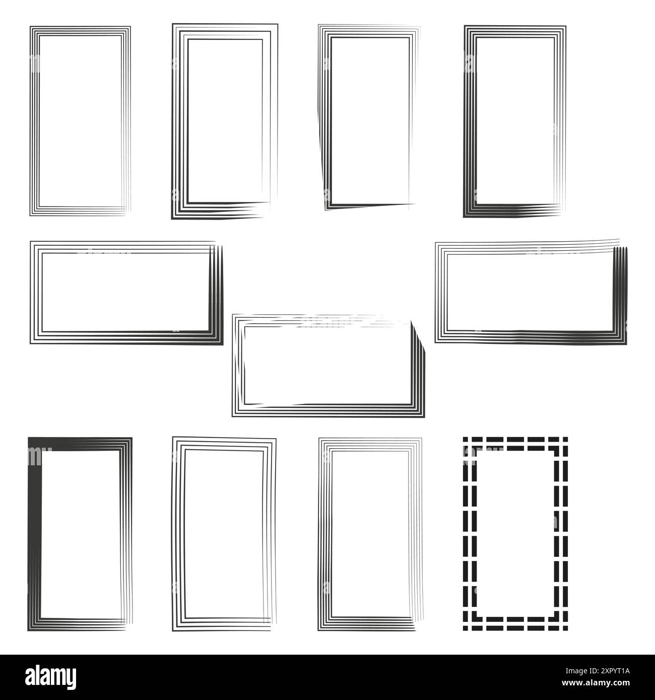Frame borders set. Abstract line patterns. Geometric design. Vector ...