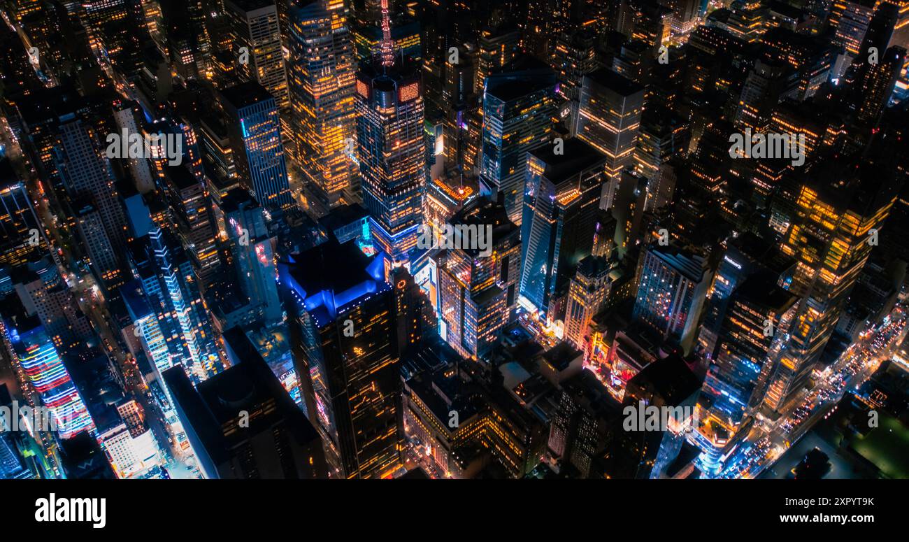 Helicopter Night Tour of New York City Architecture. Glowing Times ...
