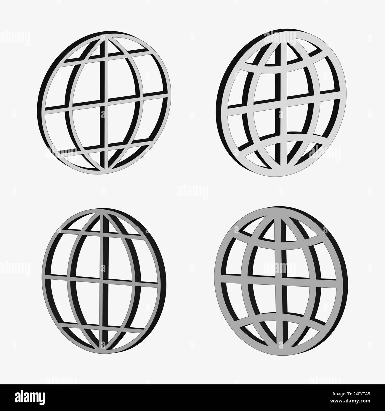 Abstract Globe Icons. Geometric Vector Symbols. Modern Minimalist ...