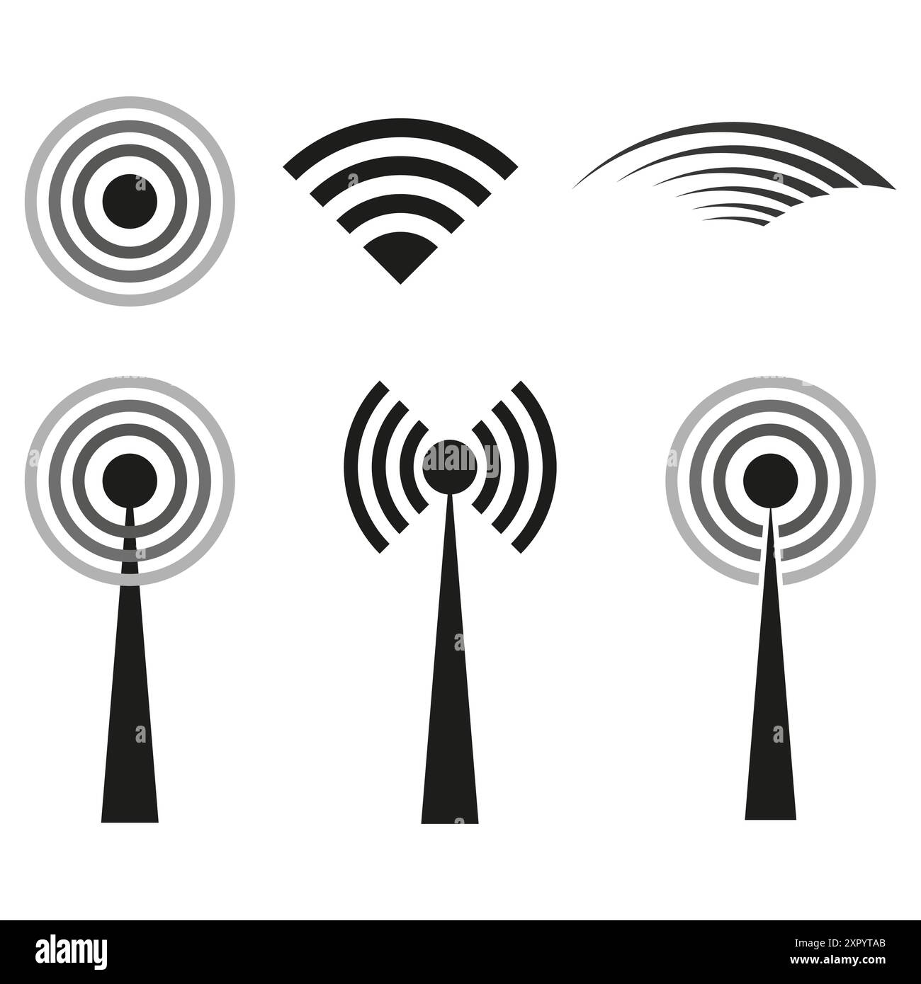 WiFi signal icons. Wireless network vector. Black and grey design. Communication technology ...
