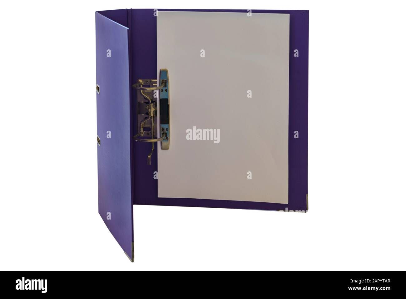 A4 purple lever arch file, opened folder binder with blank papers ...