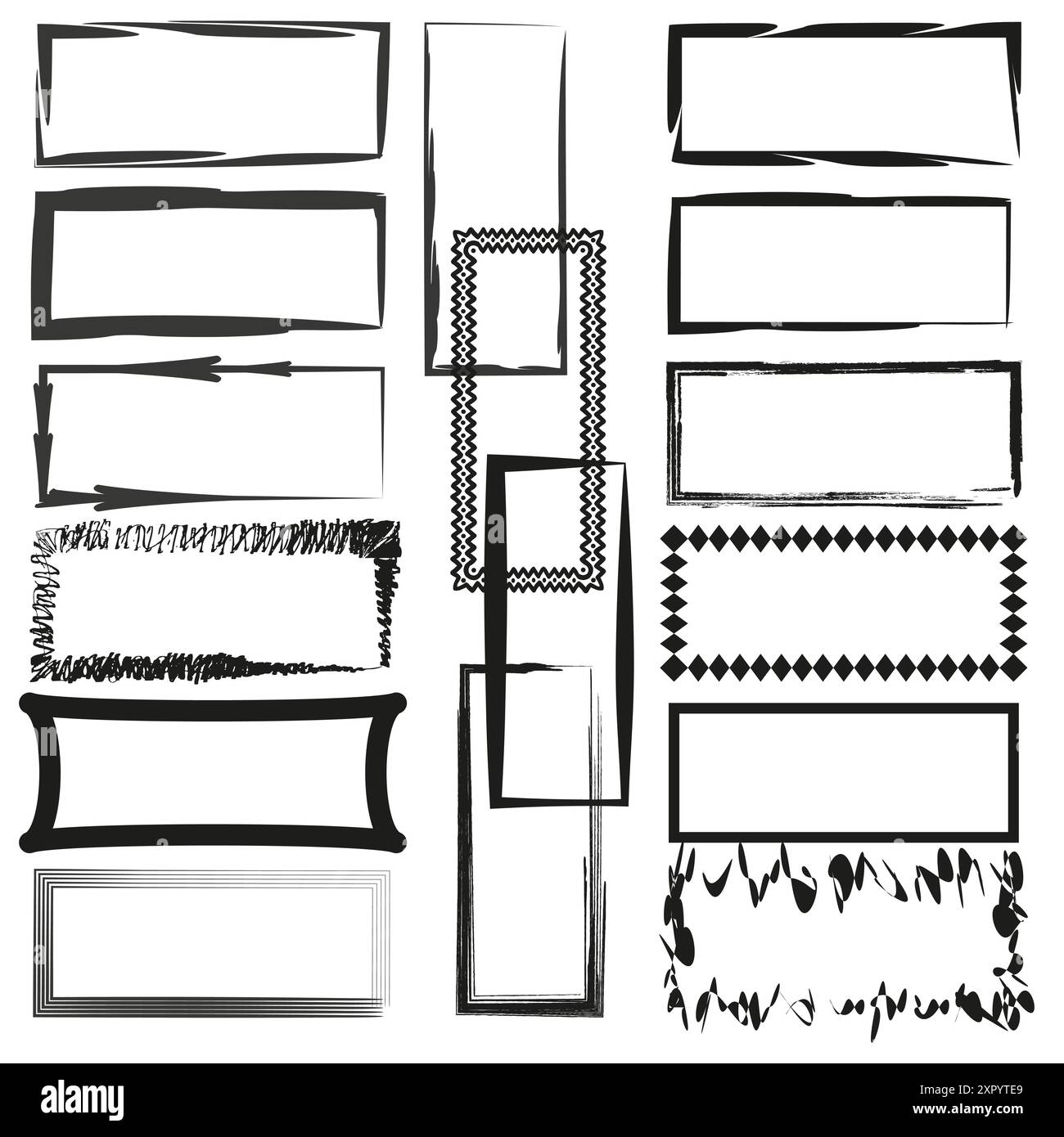 Grunge frame collection. Vector rectangles. Hand-drawn borders ...