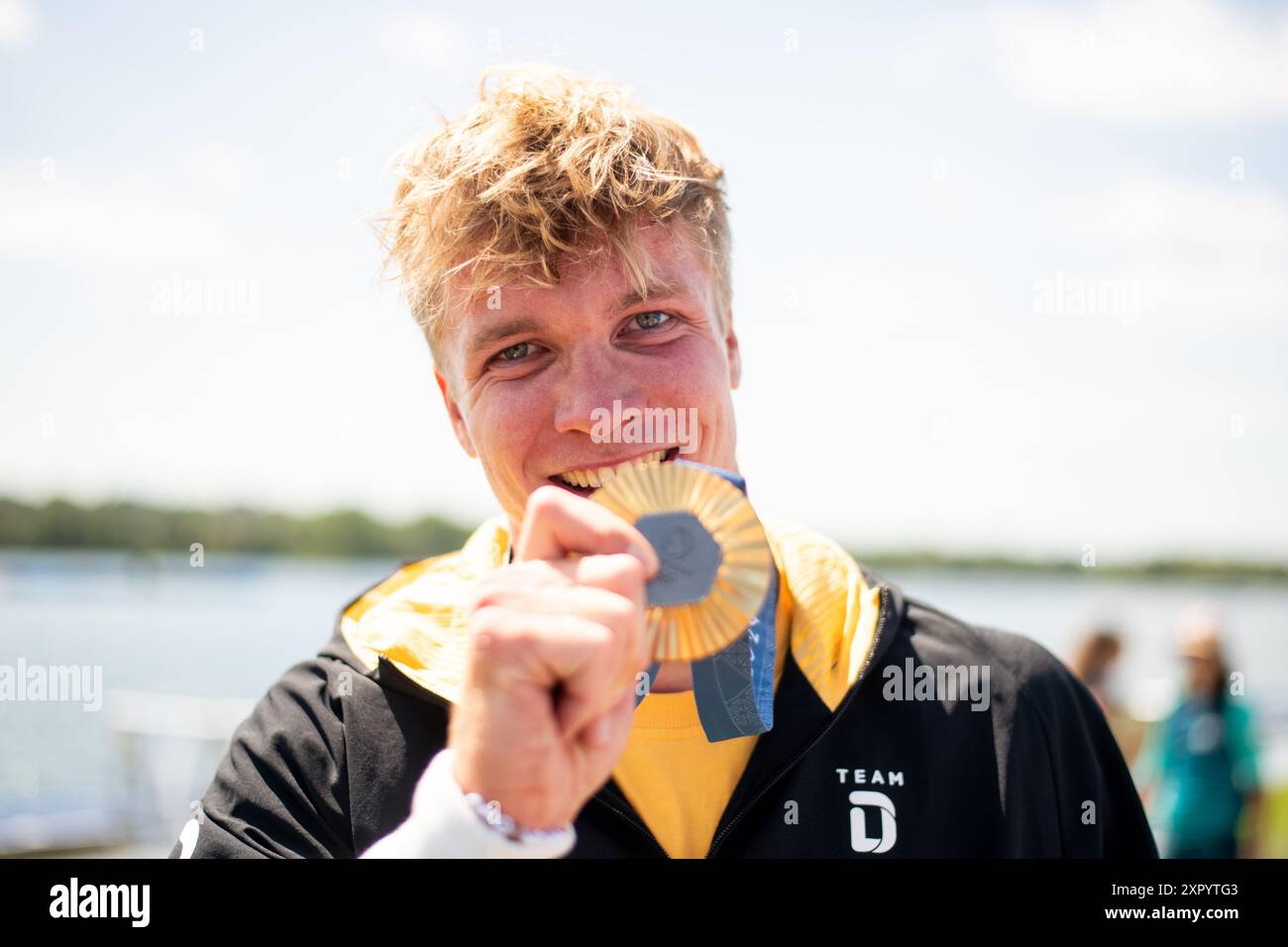 SCHOPF Jacob (Deutschland, Kajak Vierer Herren, 500 Meter) jubelt ueber ...