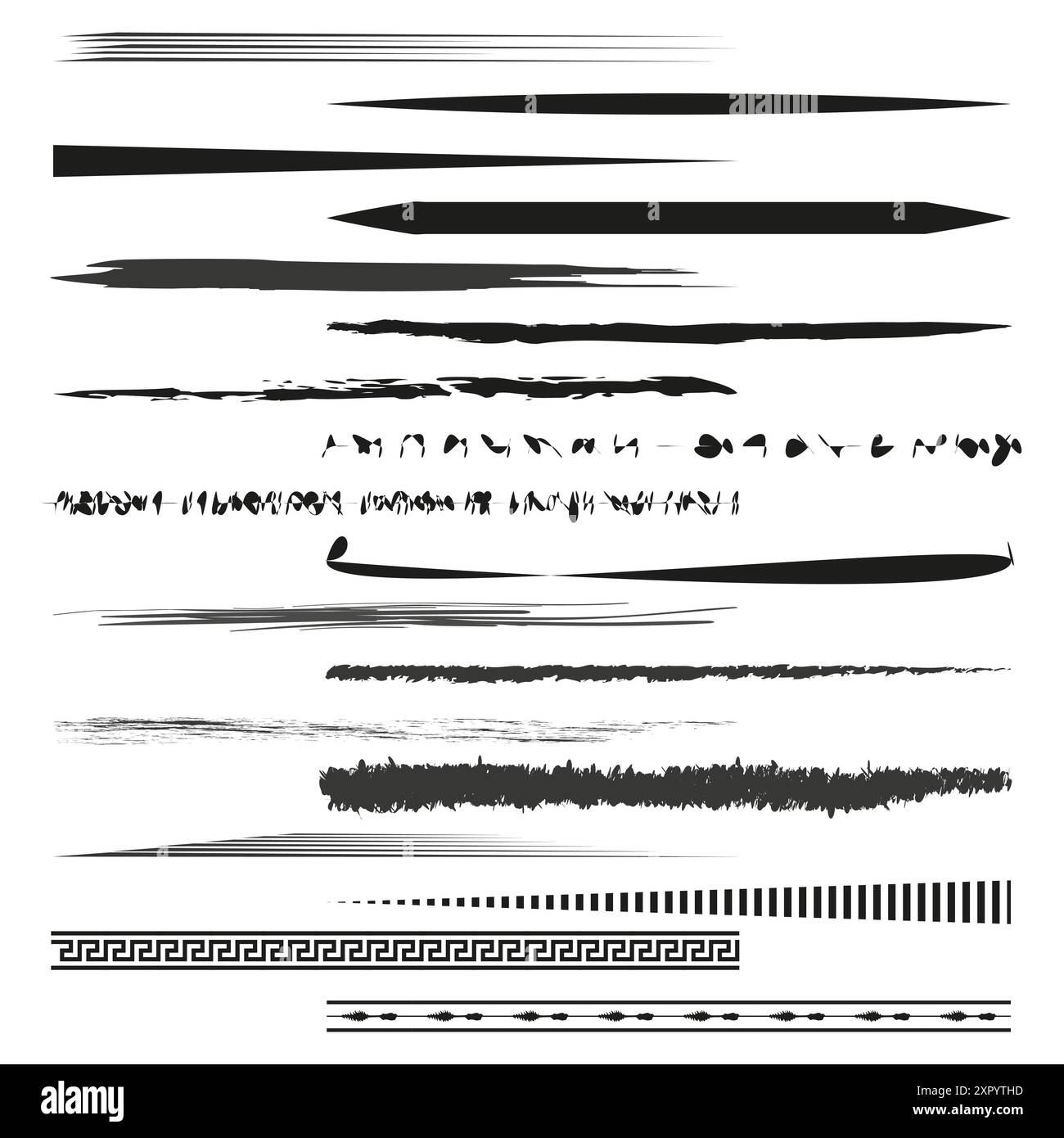 Hand drawn brush strokes. Abstract lines collection. Grunge decorative ...