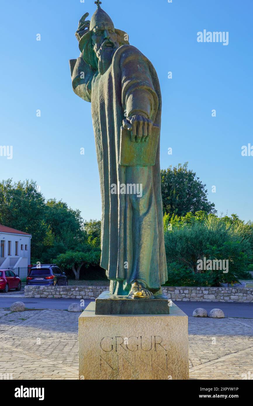 Nin, Croatia, July 24, 2024: Statue of Gregory of Nin ( Grgur Ninski ...