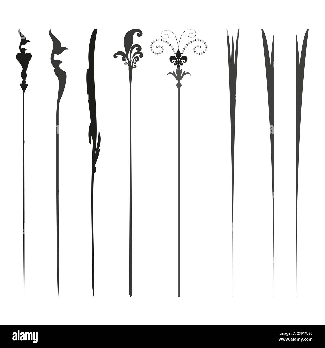 Ornamental Vertical Elements Decorative Line Patterns Intricate Vector Details Elegant Black