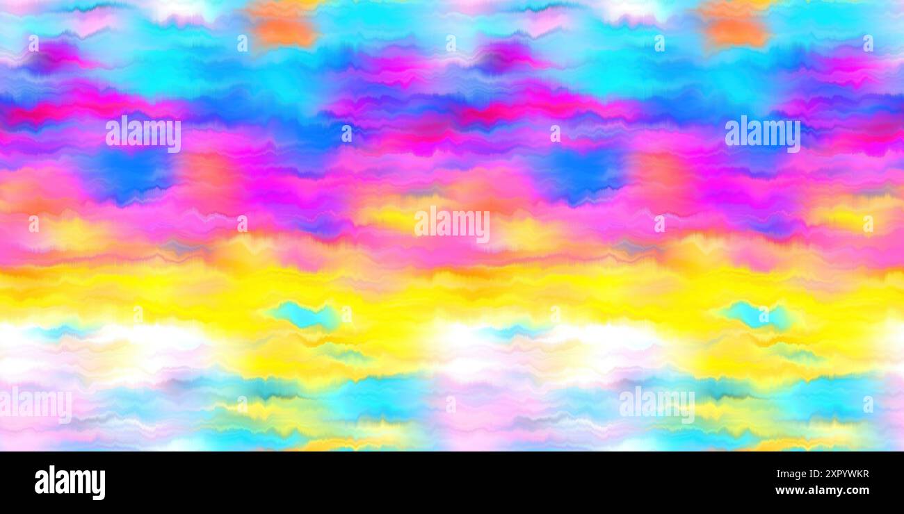 Modern rainbow blur summer seamless border pattern for a funky hippy ...