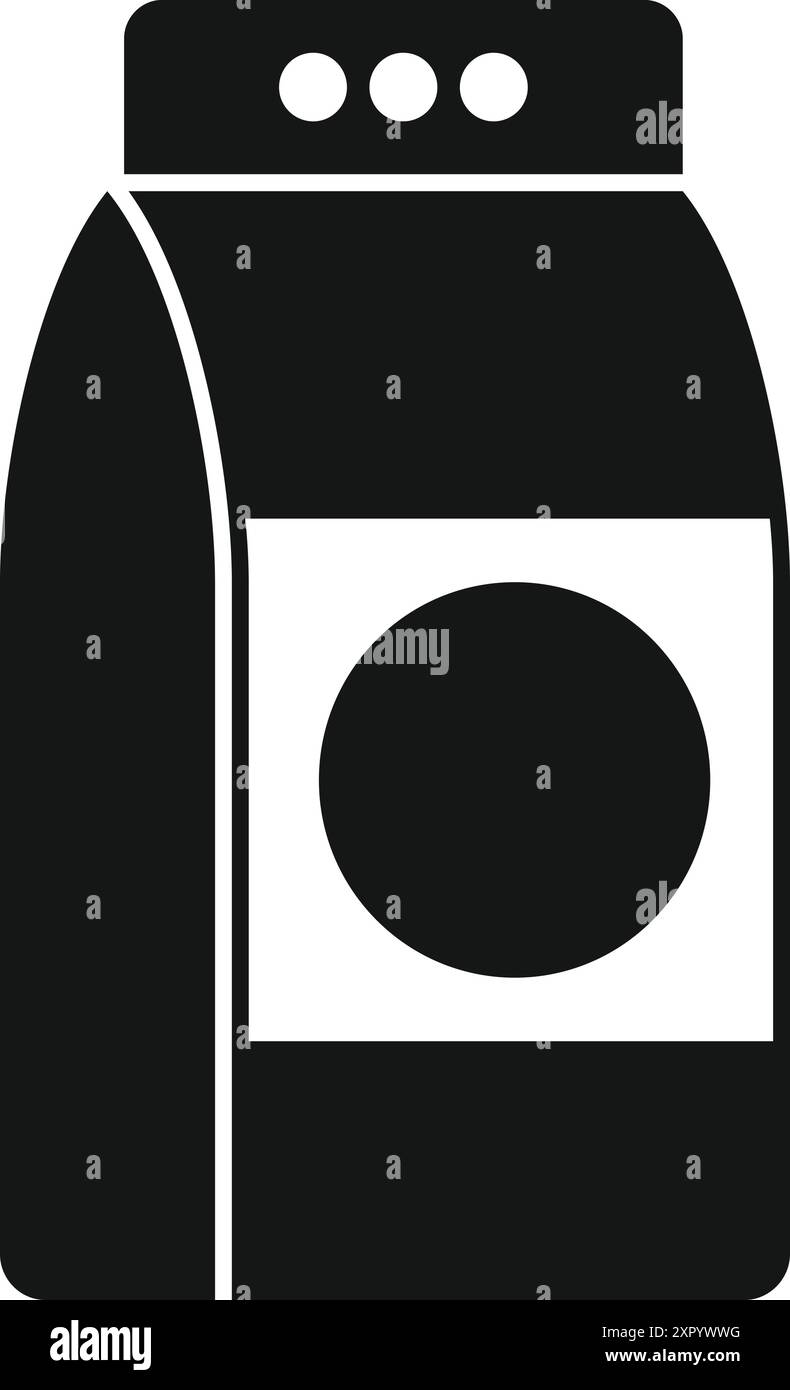 Simple, bold icon of a detergent package, perfect for representing ...