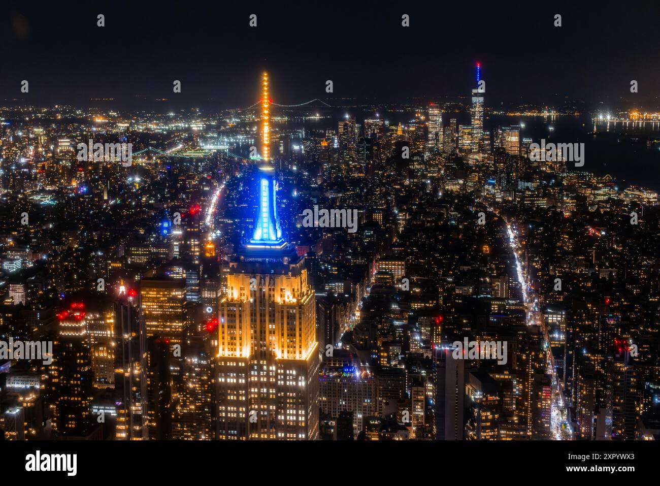 Aerial View of Midtown Manhattan Architecture at Night. Evening Photo ...