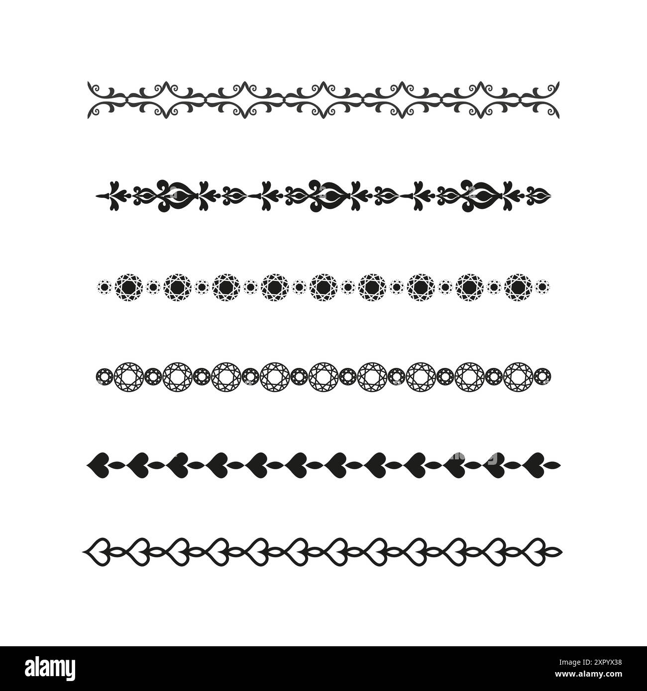 Decorative border patterns. Black and white. Floral and geometric ...