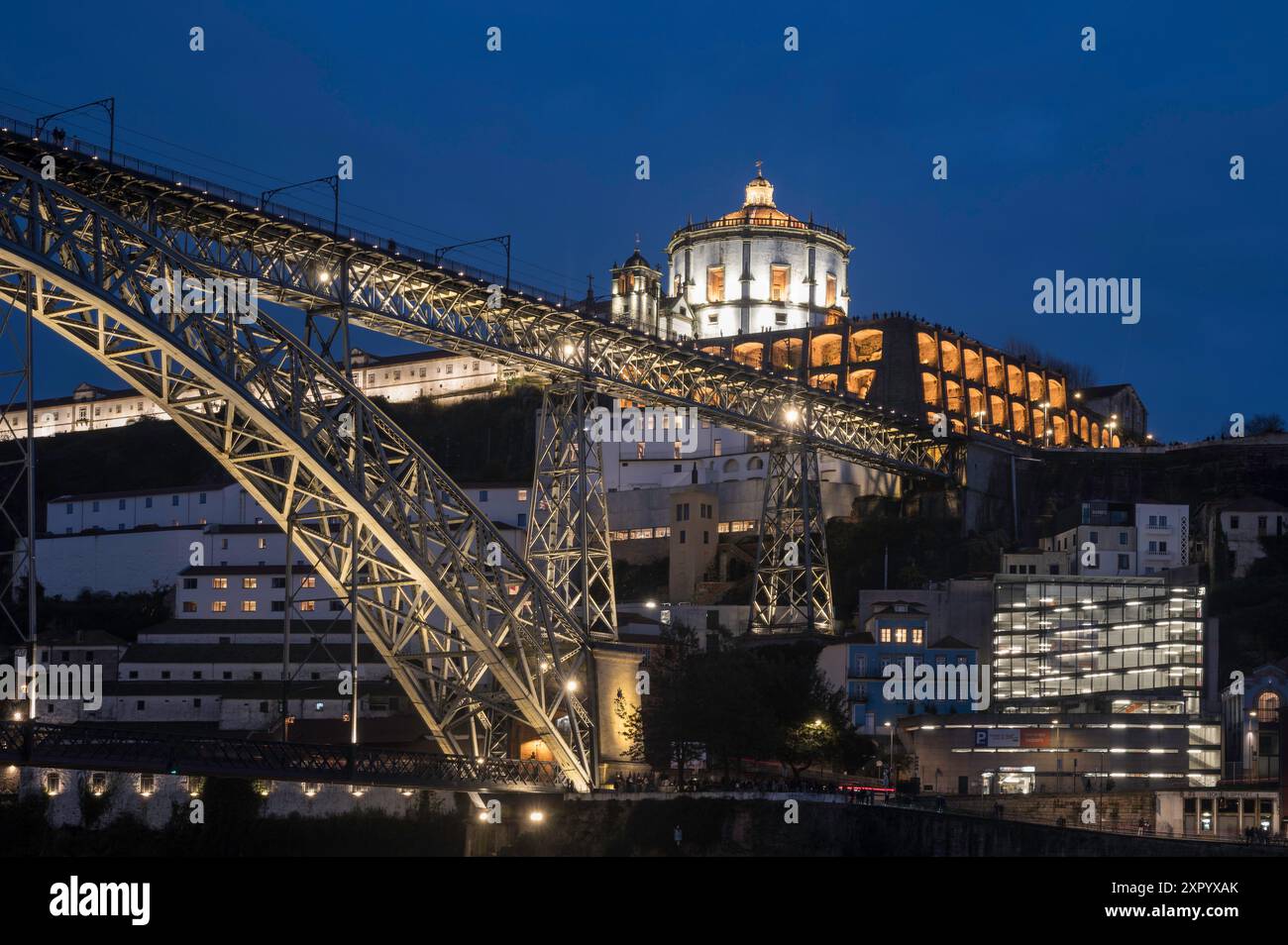 Dom Luis I bridge, medieval monastery fort Mosteiro da Serra do Pilar ...