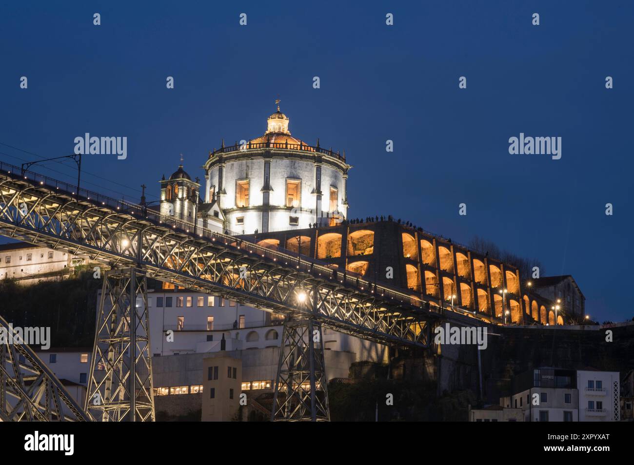 Dom Luis I bridge, medieval monastery fort Mosteiro da Serra do Pilar ...