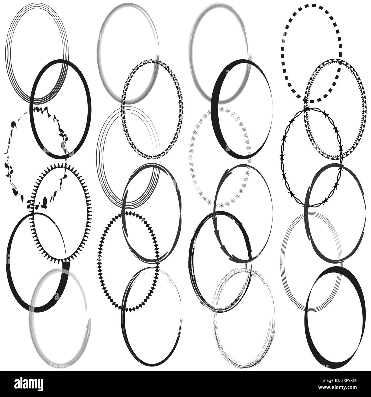 Abstract circle frames. Hand drawn design. Black and white. Vector ...