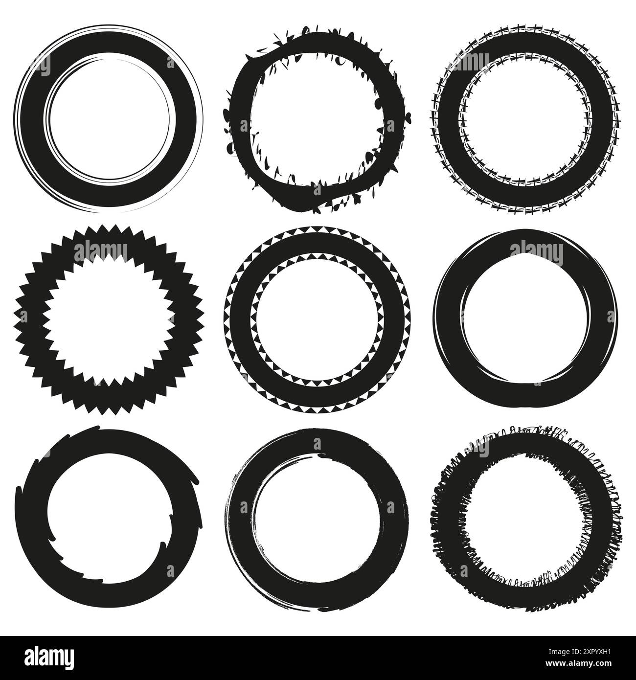 Abstract circular frames. Black and white. Decorative borders. Vector illustration Stock Vector ...