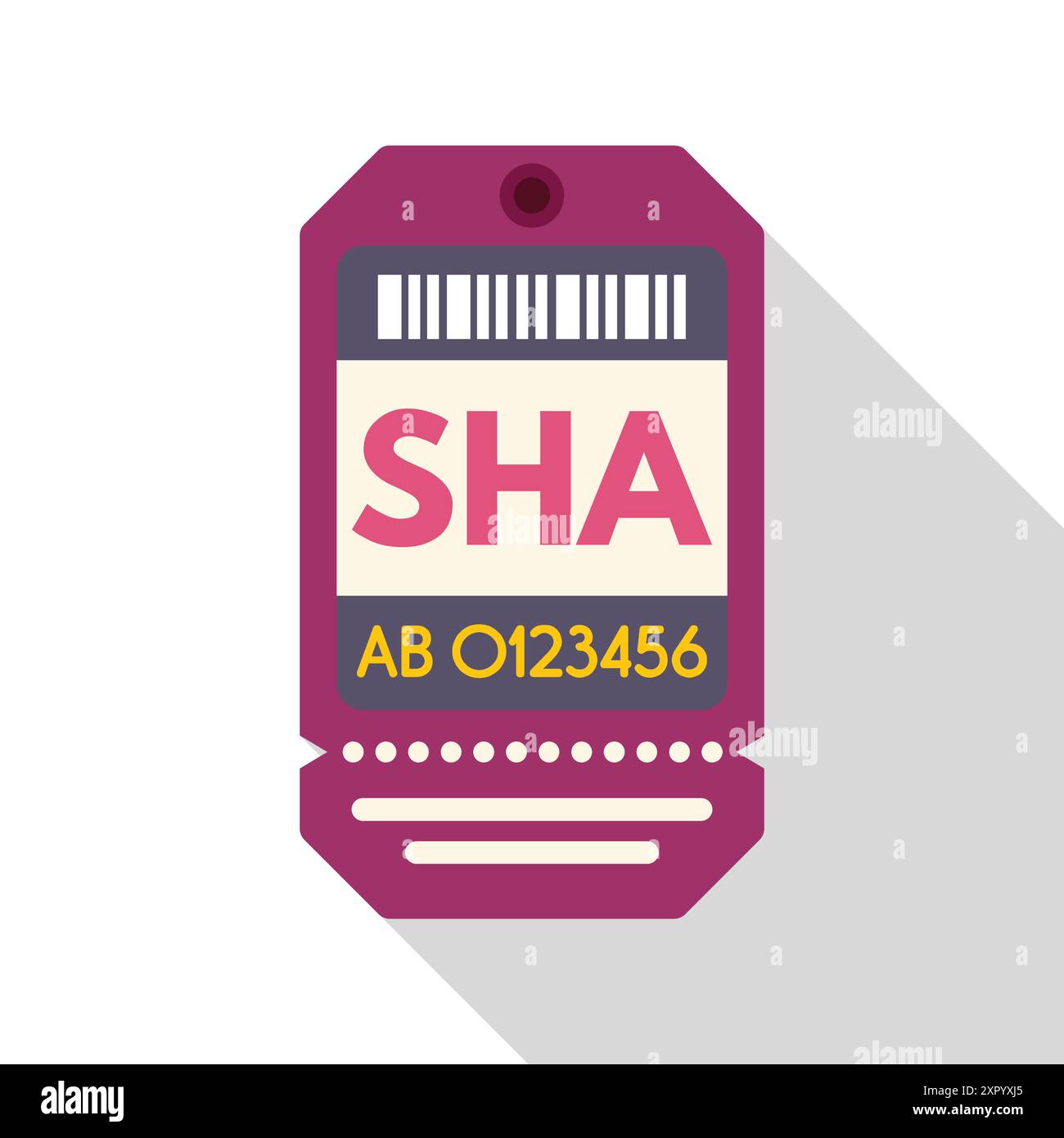 Baggage tag with barcode for tracking luggage at the airport, showing ...