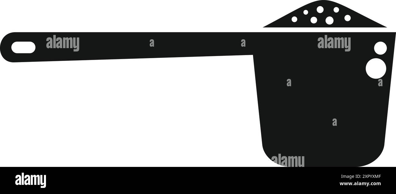 Black silhouette of a plastic measuring spoon holding laundry detergent ...