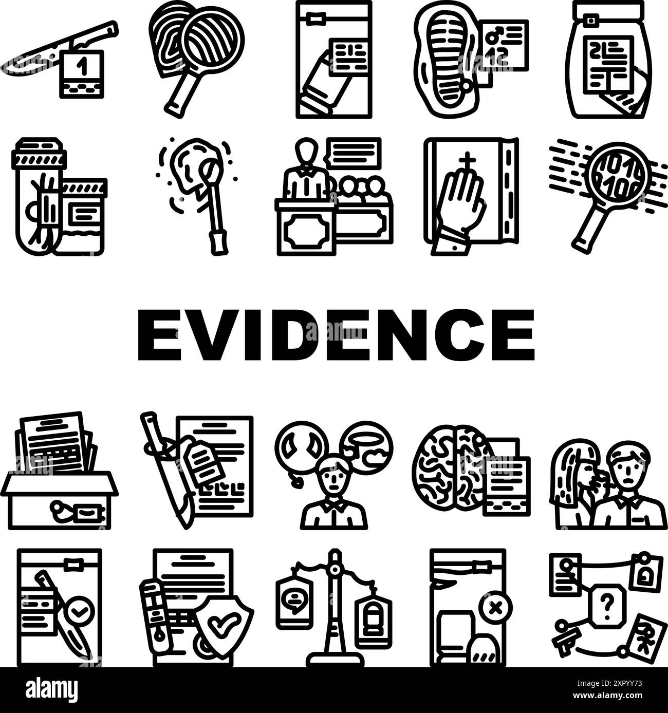 evidence crime board police icons set vector Stock Vector Image & Art ...