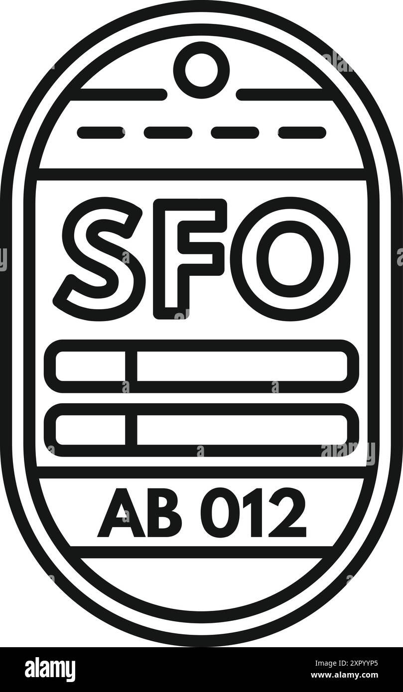 Simple luggage tag icon representing san francisco international ...