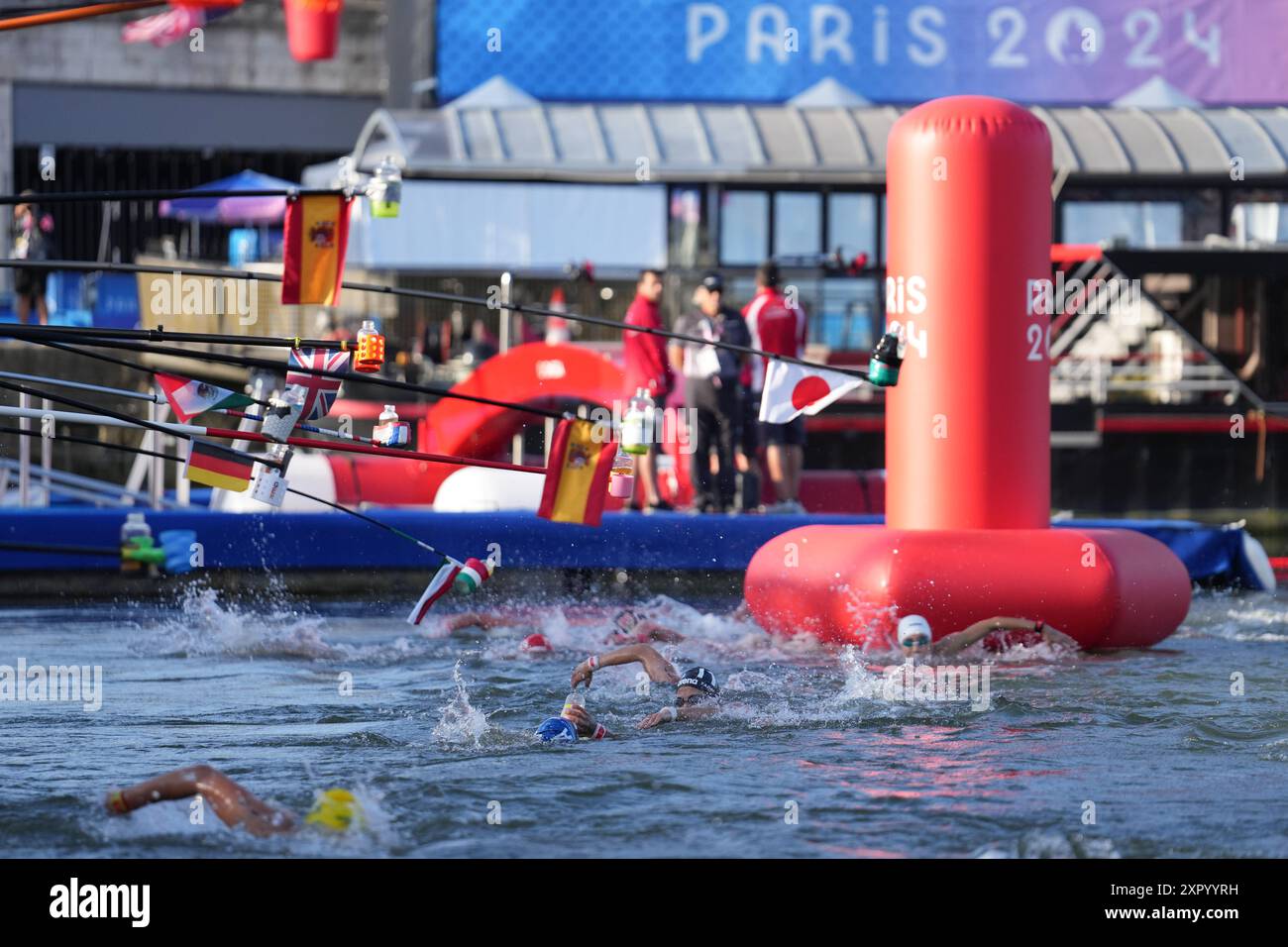 Paris, France. 8th Aug, 2024. Athletes compete during the women's 10km ...