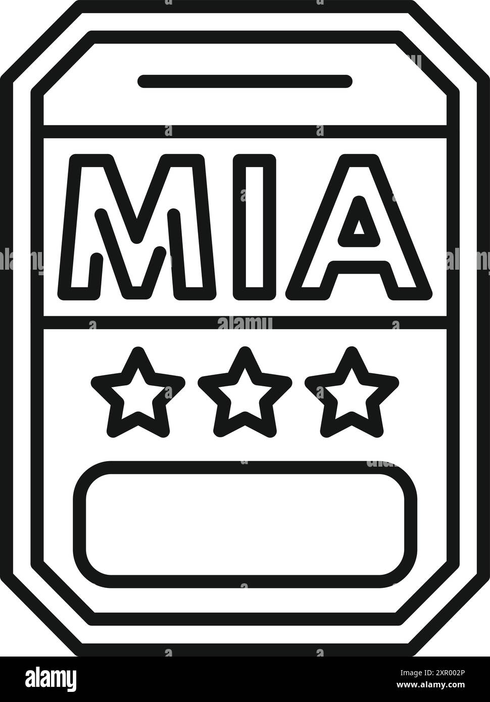 Black outline mia military dog tag is laying on a white background ...