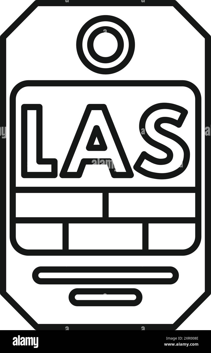 Black Outline Luggage Tag Showing Las Airport Code Representing Arrival Black Outline Luggage Tag Showing Las Airport Code Representing Arrival