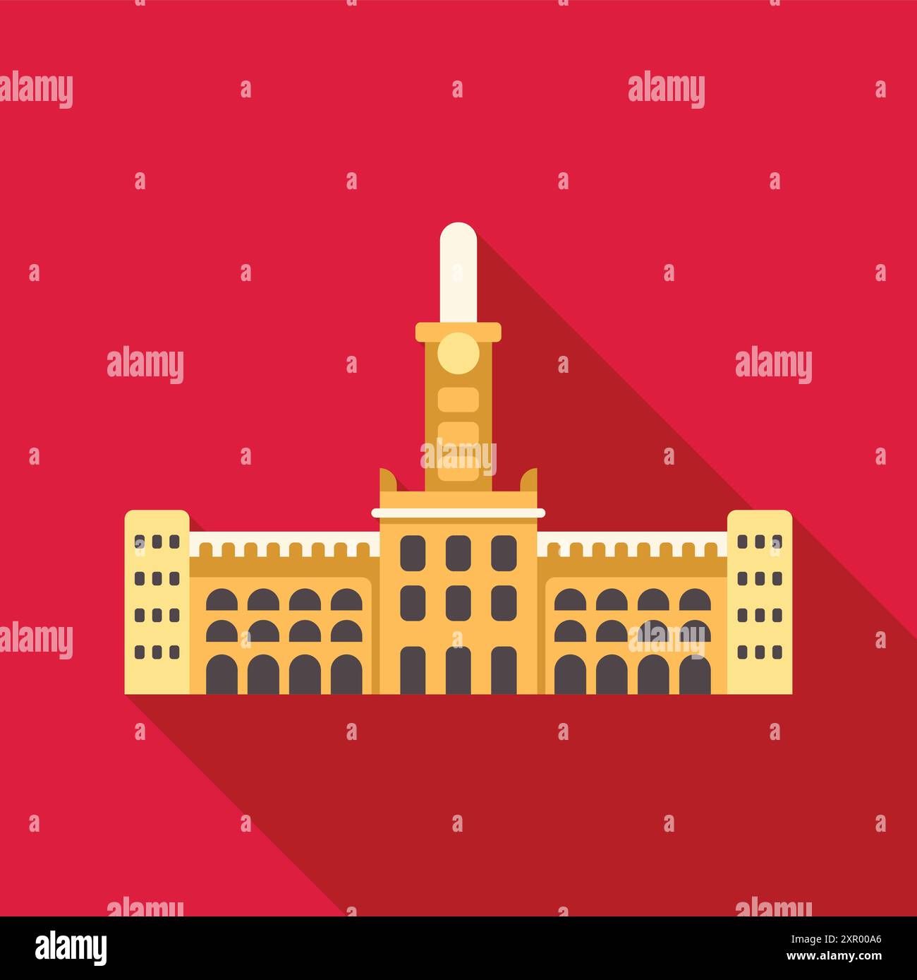 Large, imposing city hall building with a tall clock tower, designed in ...