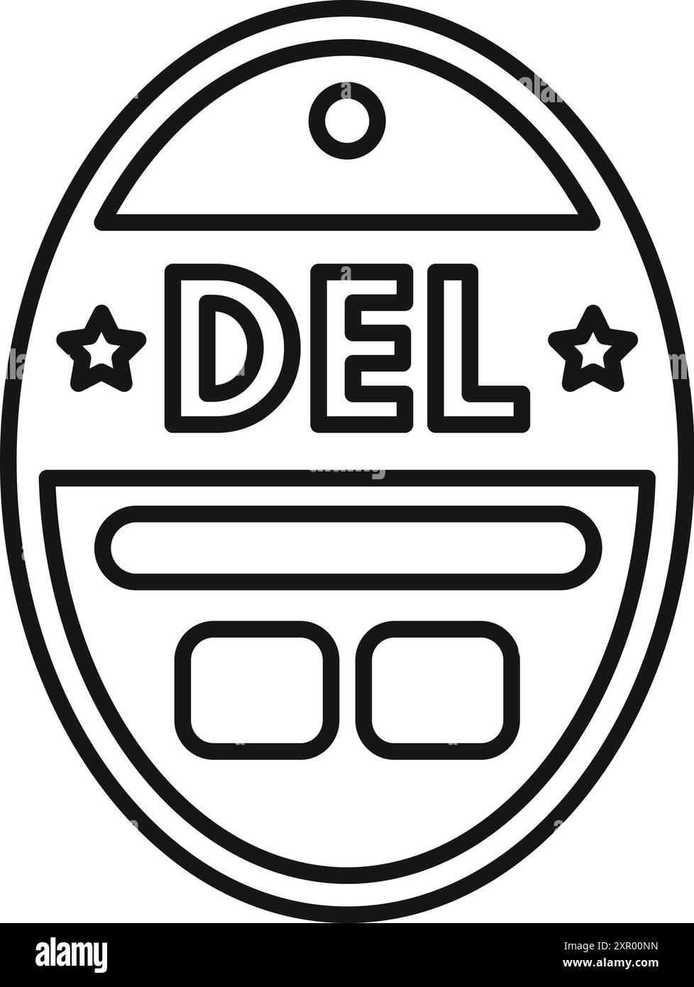 Black outline illustration of an oval delete key keyboard button icon ...