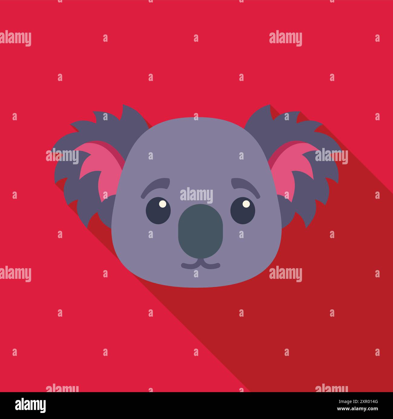 Cute cartoon koala bear face showing emotion on red background Stock ...