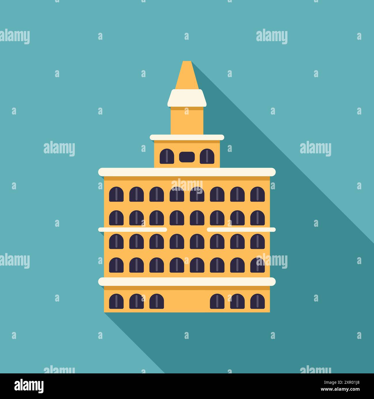 Illustration of a city hall building with multiple floors and windows ...