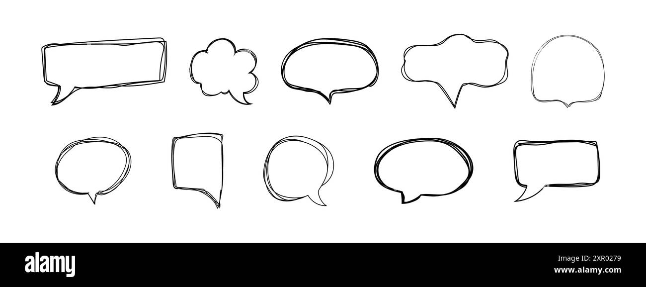 Speech bubble frame scribble fast hand drawing, pent or marker drawing ...