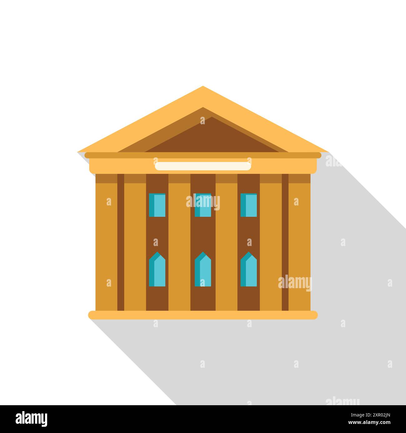 Large bank building with columns, a triangular roof and windows ...