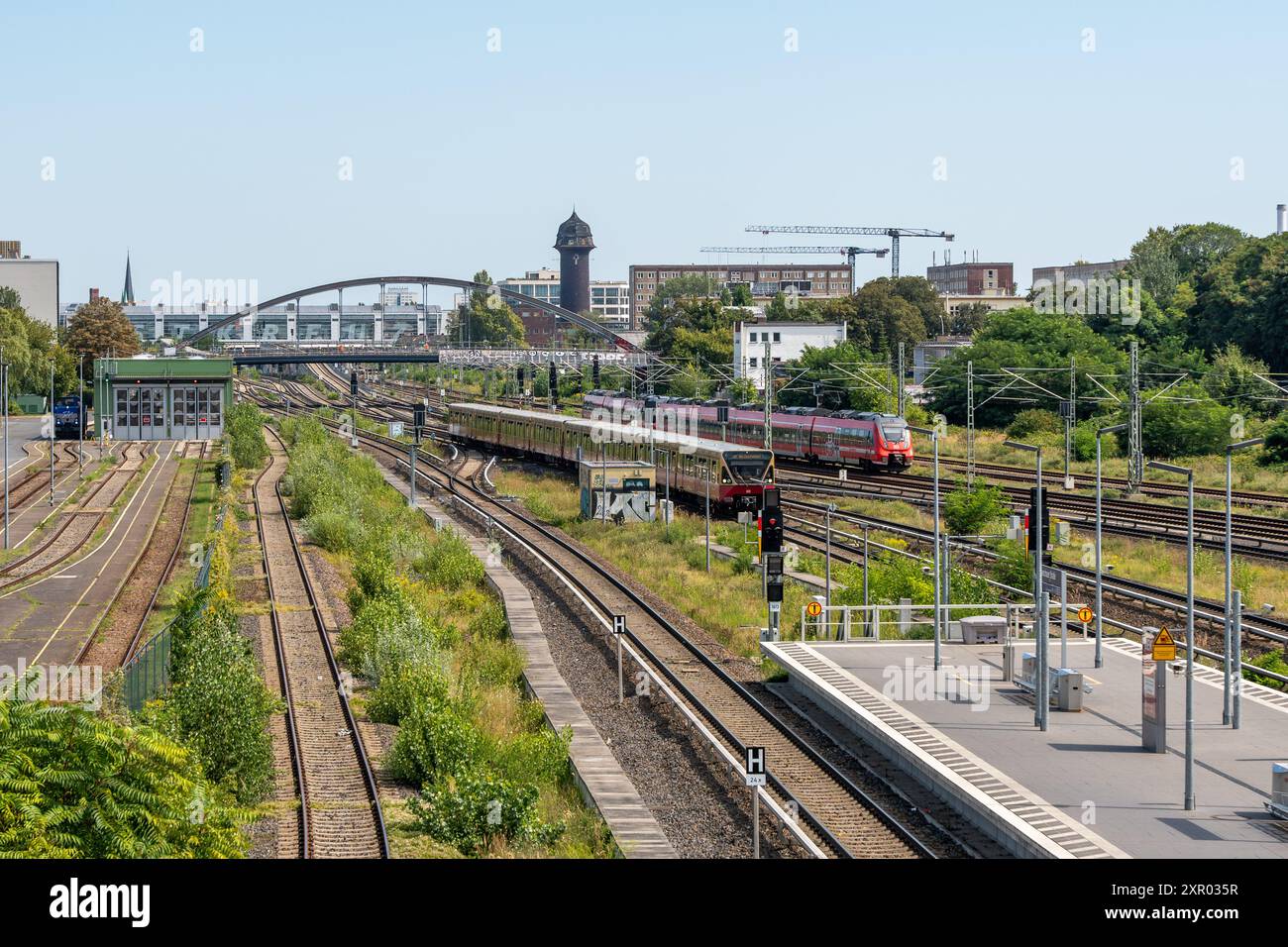 Germany Berlin August 7, 2024. Railway tracks between stations along ...