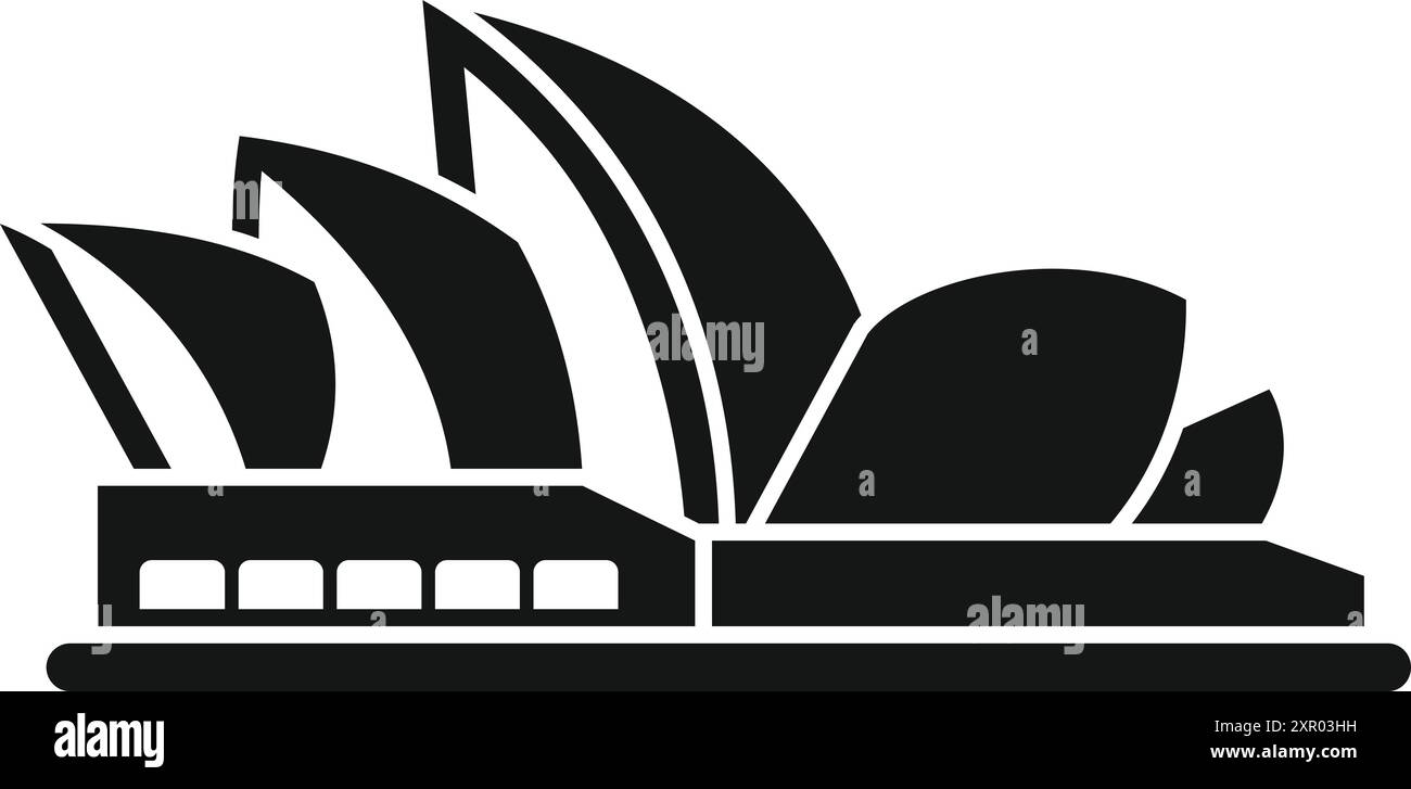 Sydney opera house building standing on water in black and white ...